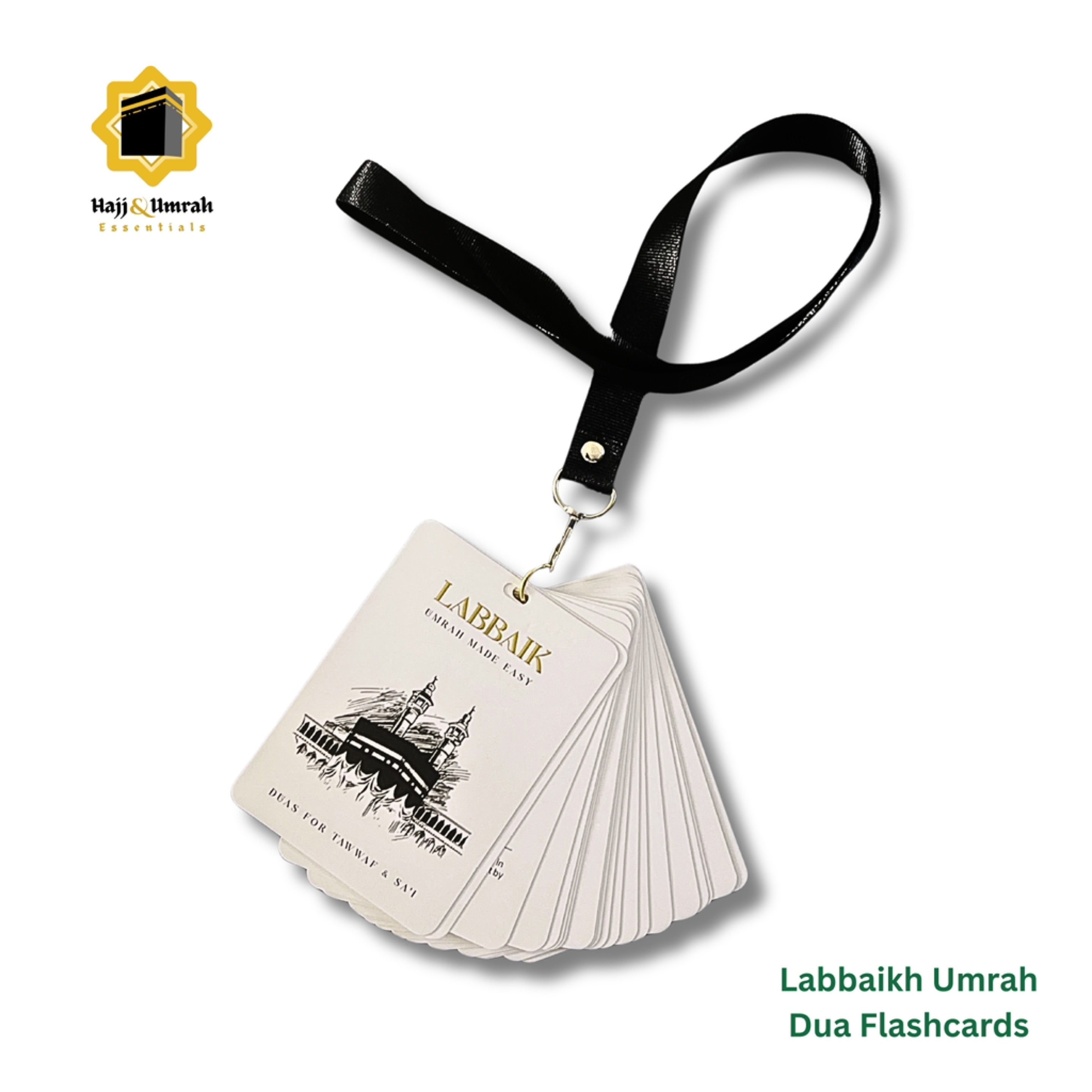 Labbaik Umrah Dua Flashcards with Lanyard | Hajj & Umrah Essentials